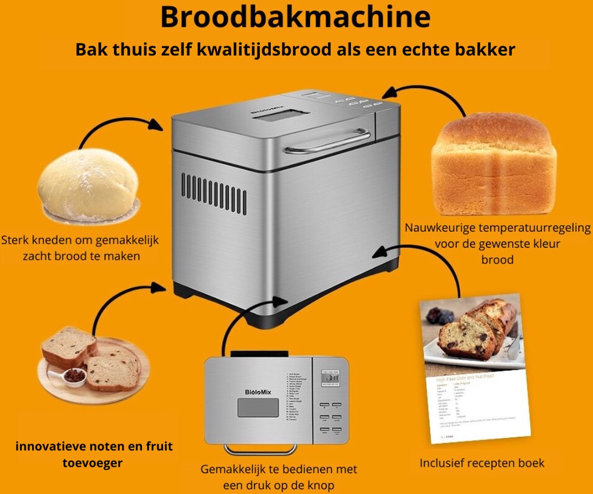 Thuys Automatische Broodbakmachine RVS - 19in1 Professionele Broodmaker ...