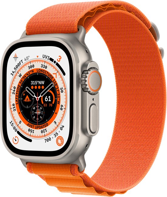 Apple Watch Ultra - 4G/LTE- 49mm - Titanium kast - Oranje Alpine bandje ...