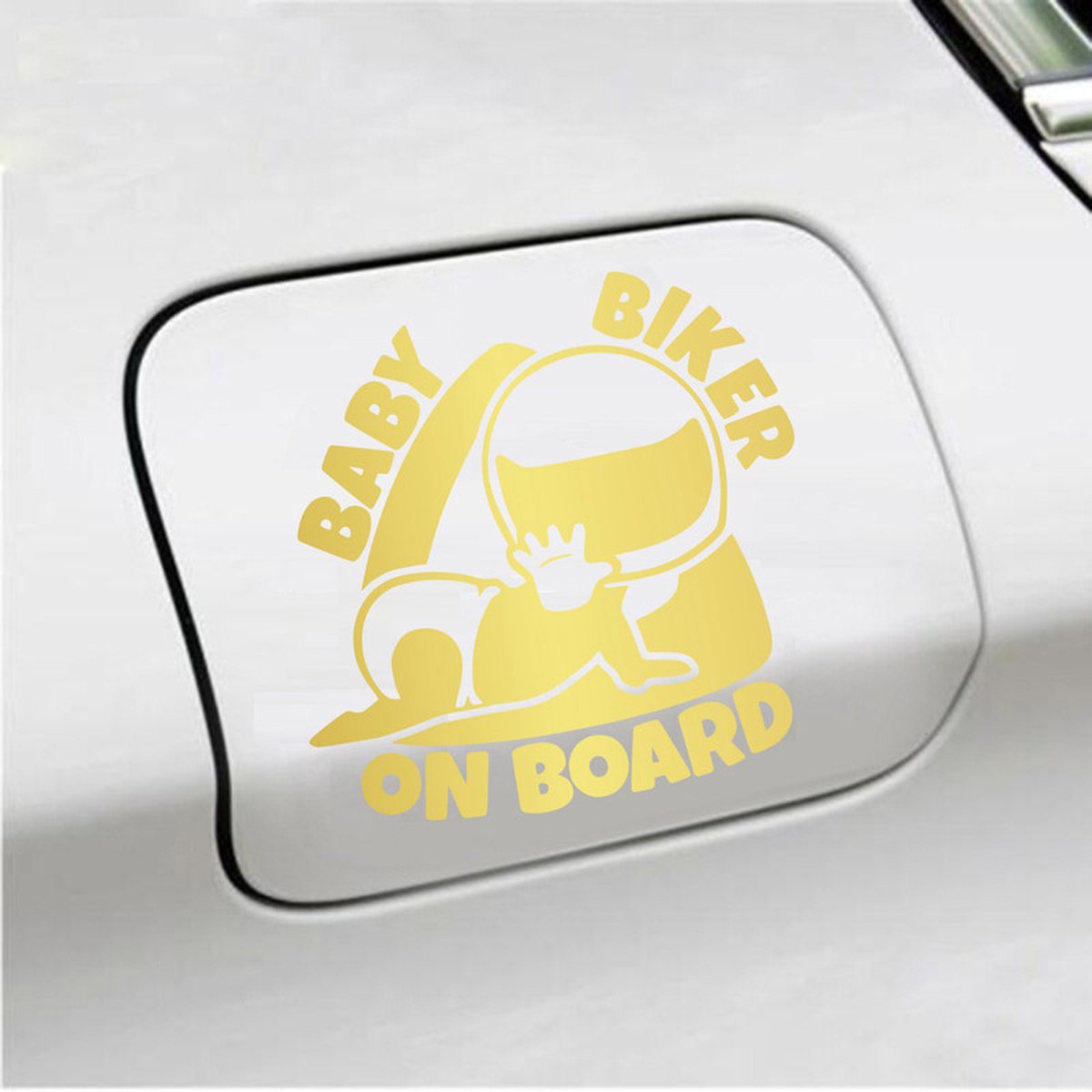 Bumpersticker - Baby Biker On Board - 12 X 12 - Goud | bol.com
