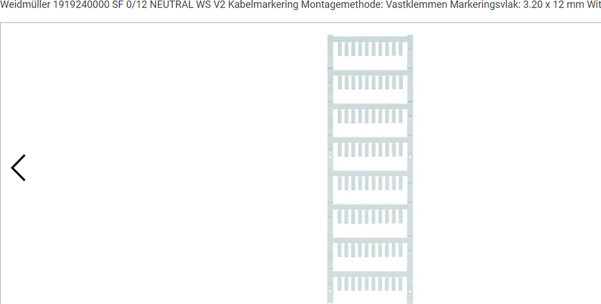 Weidmüller - 1919240000 SF 0/12 NEUTRAL WS V2 Kabelmarkering ...