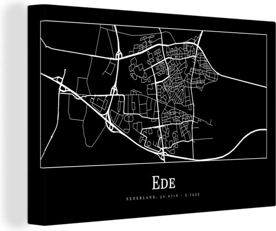 Canvas Schilderij Ede - Stadskaart - Kaart - Plattegrond - 60x40 cm ...