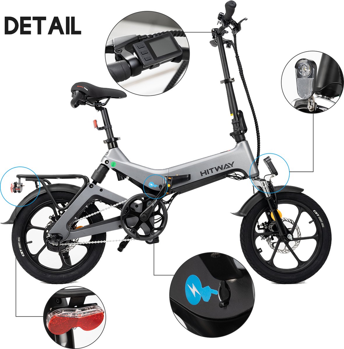 HITWAY Elektrische fiets lichtgewicht | URBAN E-BIKE Inklapbaar | 16 ...