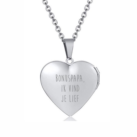 Fotohanger Met Ketting En Gravering - Hart - Bonuspapa Ik Vind je Lief | bol.com