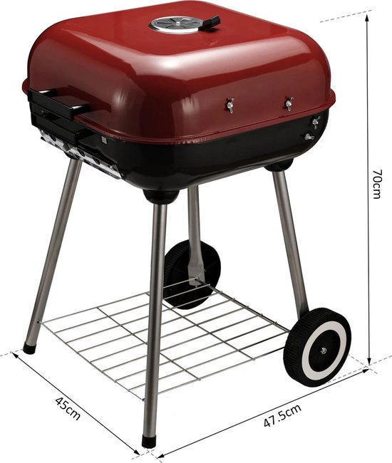 Houtskool barbecue - BBQ - Grill - Barbeque - 47,5 cm - Rood | bol.com