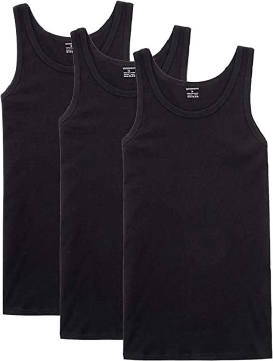 Onderhemd Heren - 3 stuks - Zwart - 100% Katoen - Ronde Hals - Hemd ...