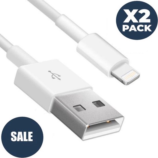 2X Apple Lightning naar USB Kabel - 2 meter - iPhone Apple Oplaadkabel ...