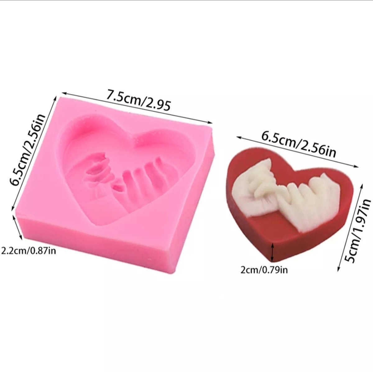 3D Siliconen mal hart met handen / waxmelt mal/ zeep mal / chocolade ...