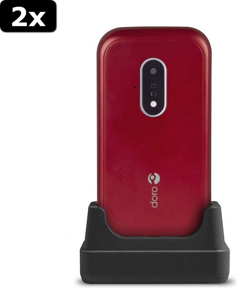 2x Doro 7030 Mobiele Telefoon + Alarmknop Rood/Wit | bol.com