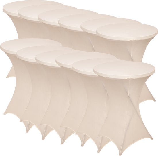 Statafelrok Beige x 12 – ∅80-85 x 110 cm – Stretch 12 stuks – Tafelrok voor Statafel –... | bol.com