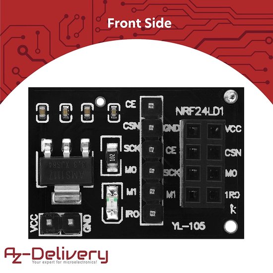 AZDelivery 8-Pin Breakout Adapter Board NRF24L01+ Module Inclusief E ...