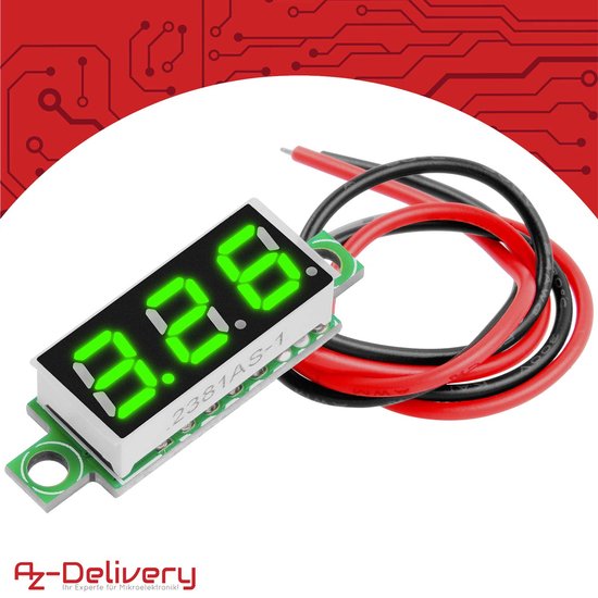 AZDelivery 0.28 Inch Mini Digitale Voltmeter met 7 Segmenten LED ...