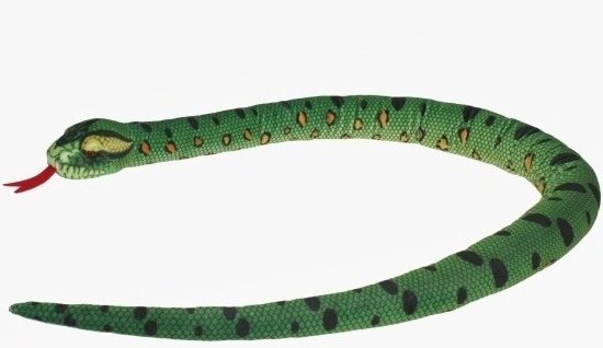 Pluche knuffel slang anaconda - groen - 150 cm - kraalogen - reptielen ...