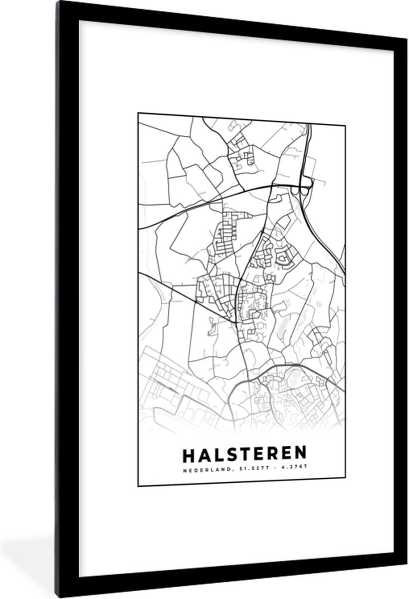 Fotolijst incl. Poster - Halsteren - Kaart - Stadskaart - Plattegrond ...
