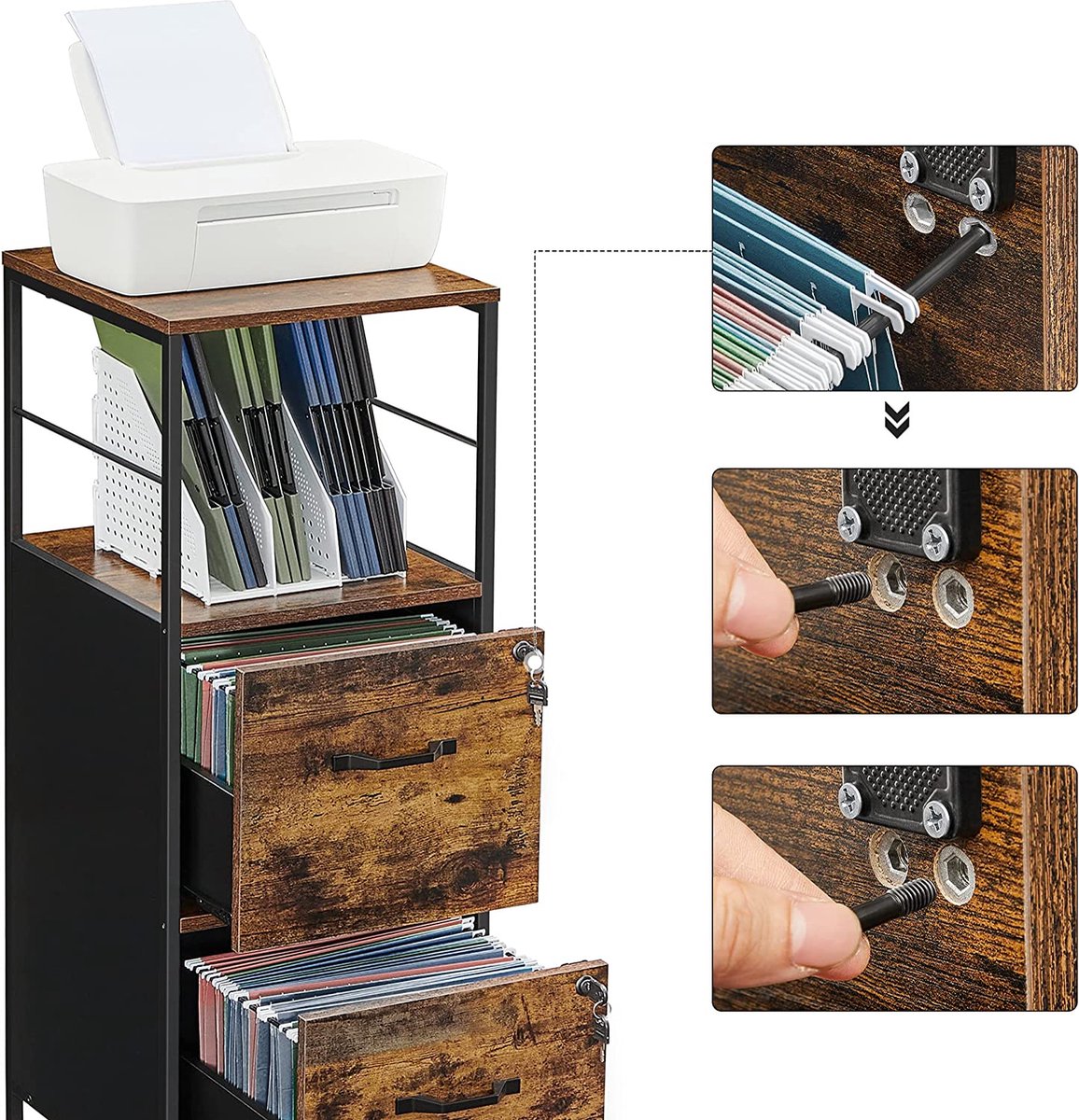 A.T. Shop Dossierkast, bureaukast met 2 laden, voor documenten in DIN ...