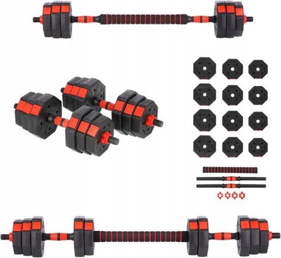 Dumbells set - Halter Set Fitness - Halterstang - 20 kg - Verstelbaar ...