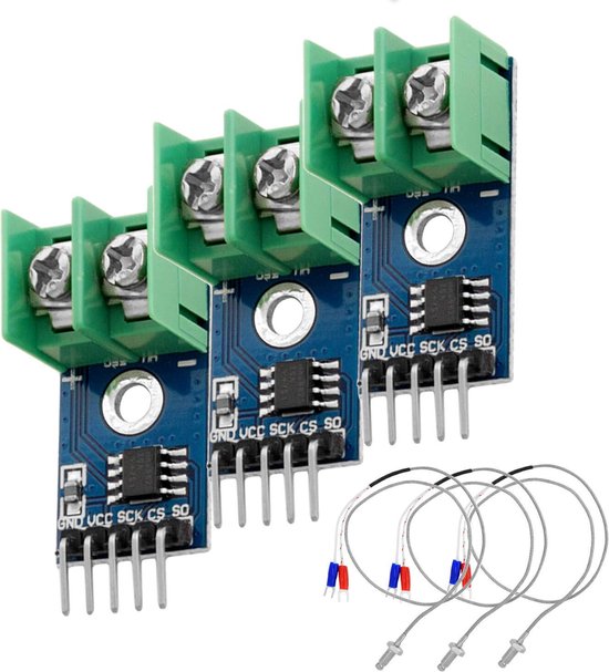 AZDelivery 3 x MAX6675 Temperatuursensor met K-type Sonde en Jumper ...