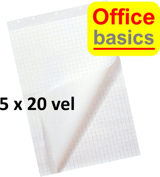 5 x Flipoverpapier Office Basics - 65x98cm - 5 blokken van 20vel ...