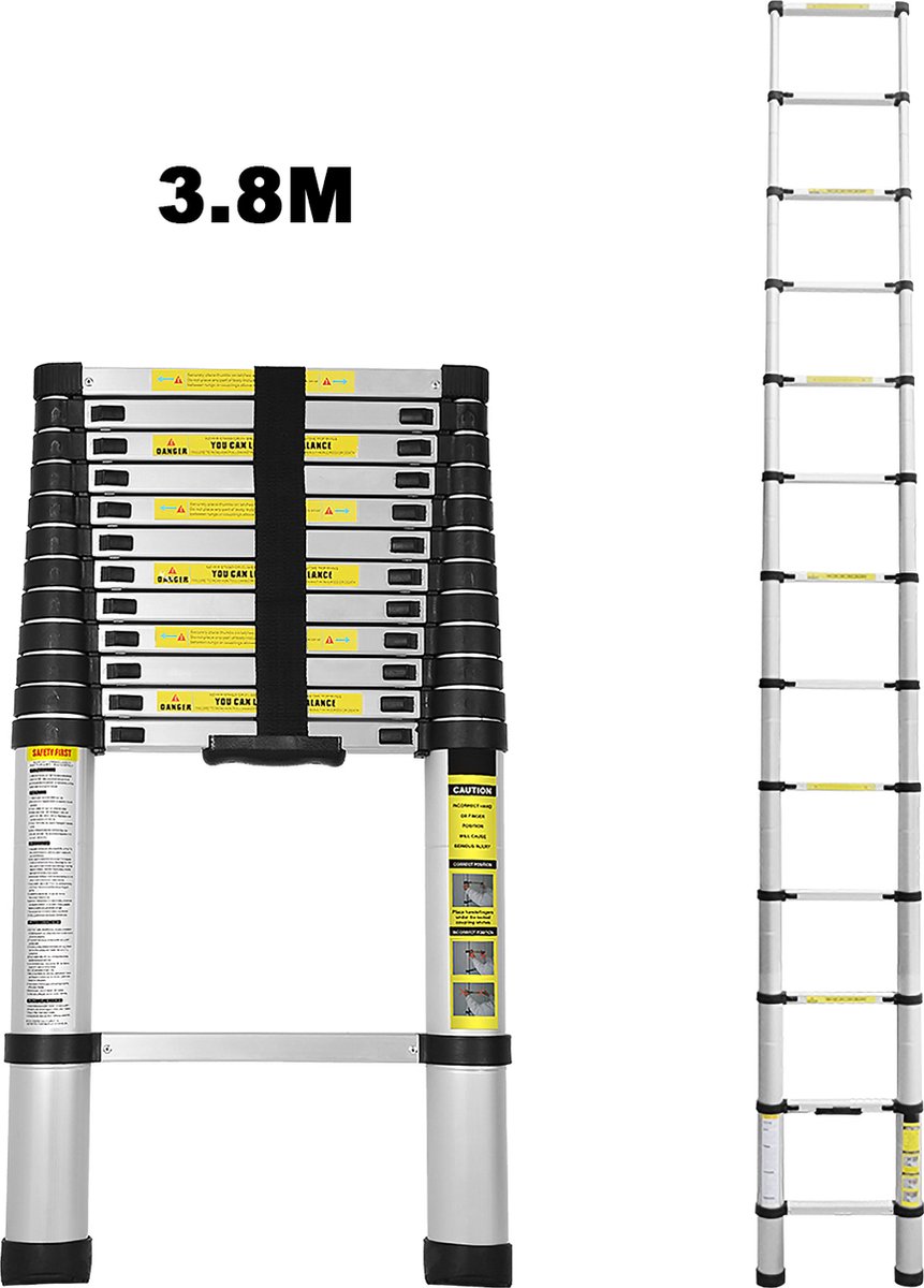 Telescopische Vouwladder - Soft Close - Werkhoogte 3,8 mete ...