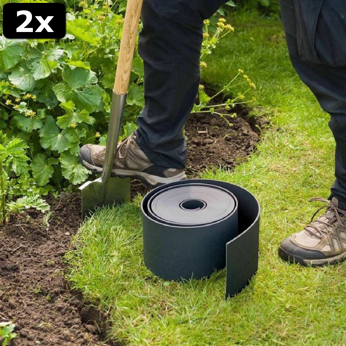 2x Nature - Borderrand op rol - Zwart - 15cm x 10m - 3mm dik - flexibel ...