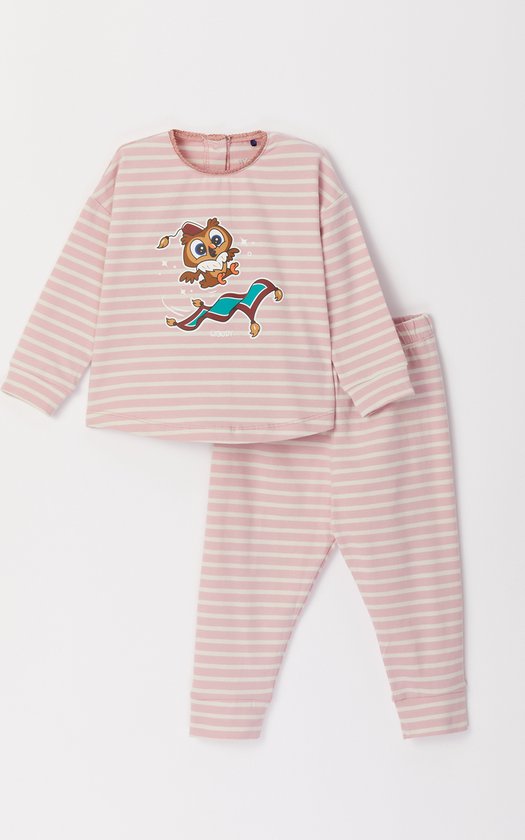 Woody pyjama meisjes - streep - uil - 222-1-PZG-Z/936 - maat 74 | bol.com
