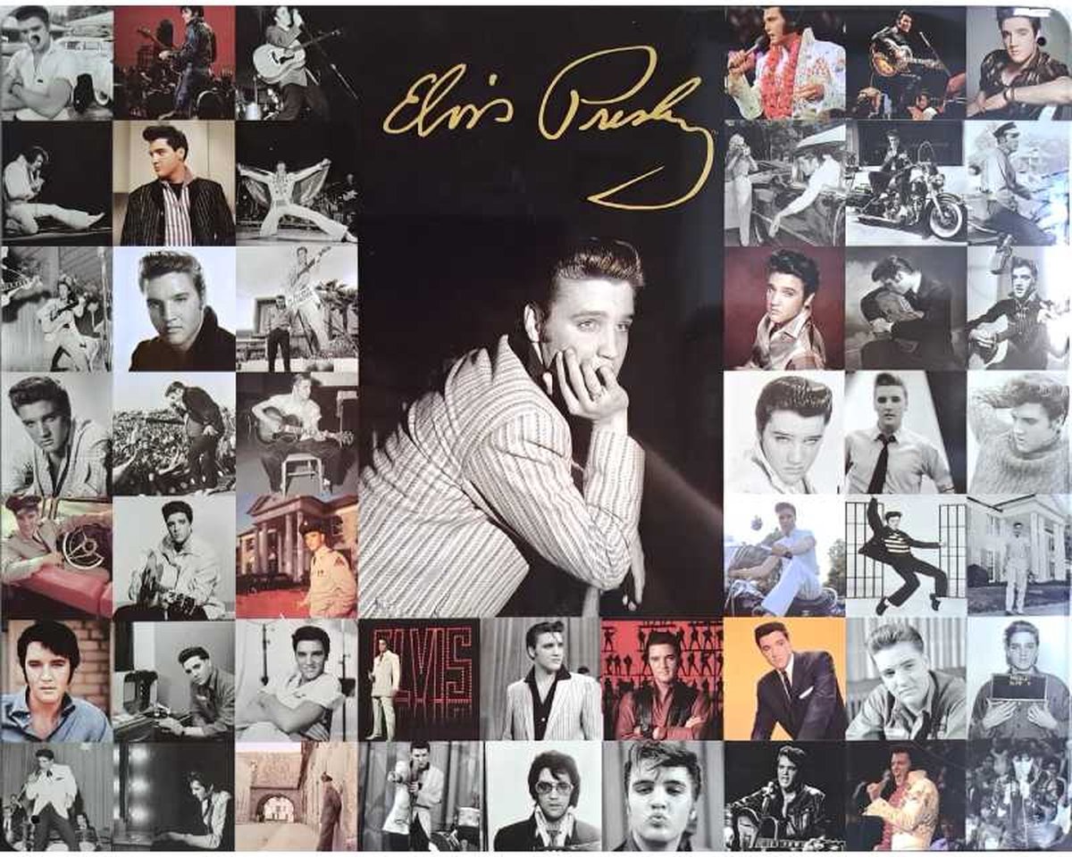 Metalen Wandbord Elvis Presley collage - 30 x 40 cm | bol