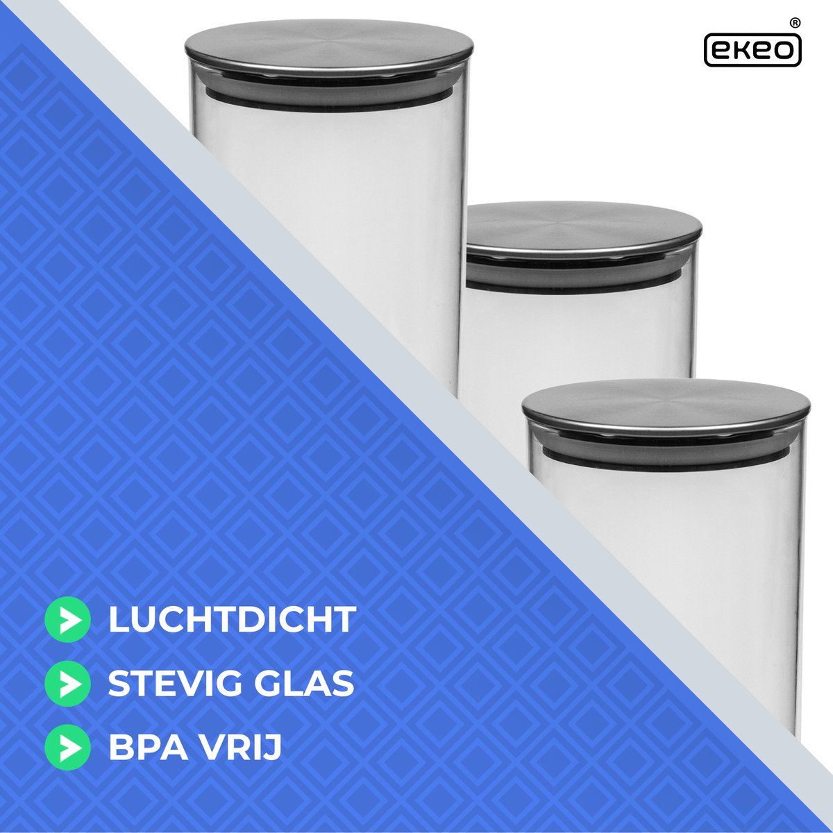 EKEO - Voorraadpotten - Voorraadkokers stapelbaar - Set van 4 ...