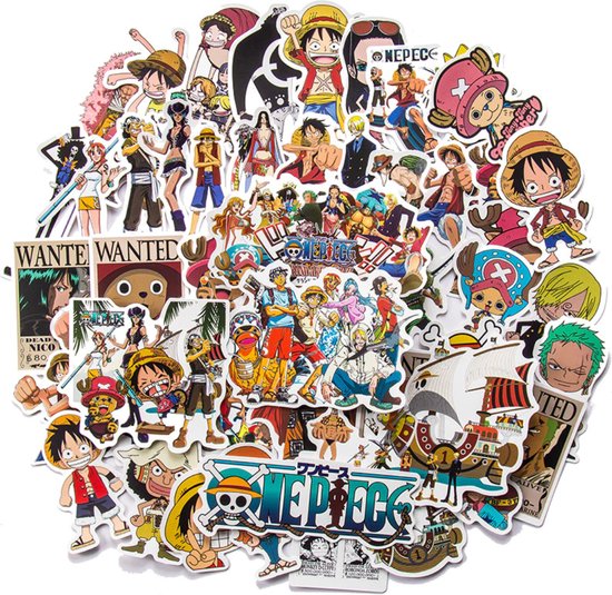 50 One Piece stickers - Stickermix voor laptop, auto, muur, fiets ...