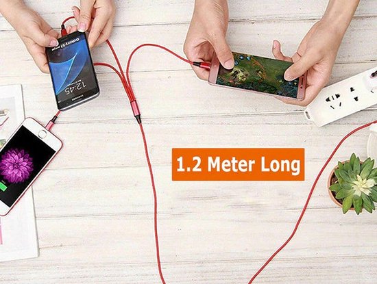 Joyroom® - 3 in 1 - Multi Kabel - Gevlochten - 3A – Data + Oplaadkabel ...