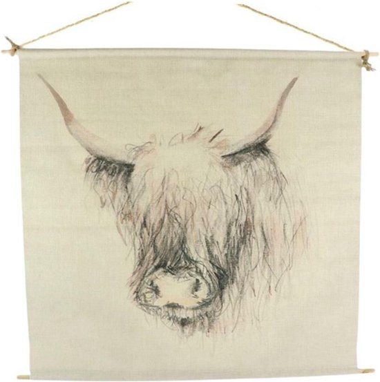 Canvas wanddoek Schotse hooglander highlander schilderij foto dier ...