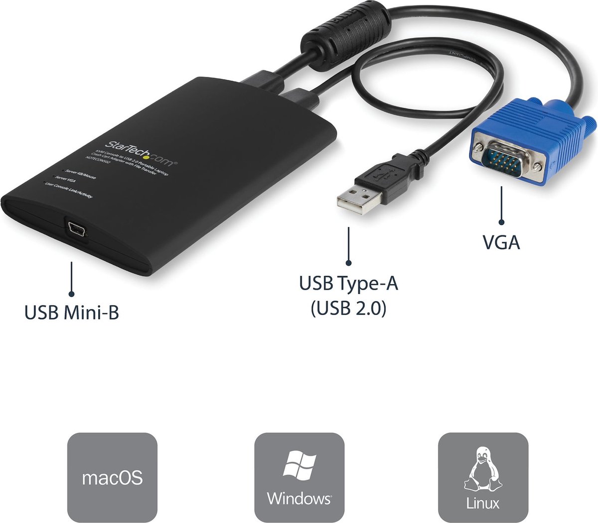 StarTech KVM console naar laptop USB 2.0 draagbare Crash cart adapter ...