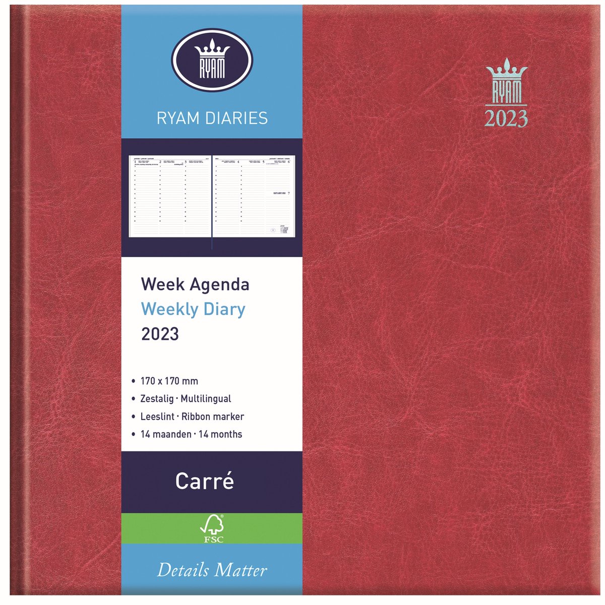 Ryam Carre 17 x 17 mundior rood 7/2 6-talig | bol