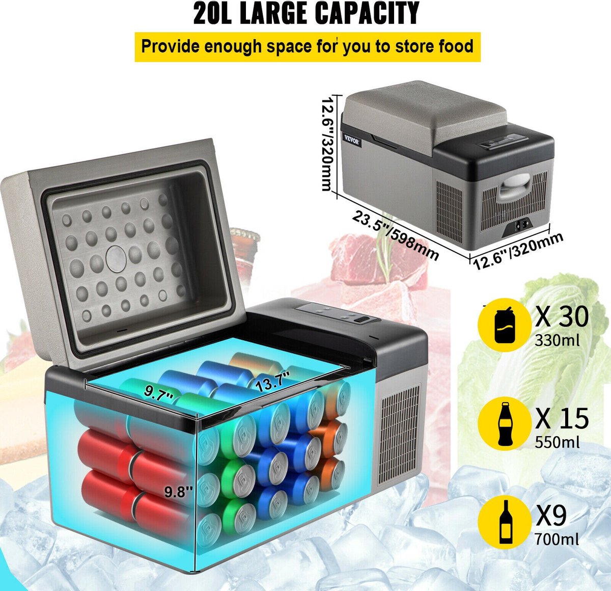 Draagbare Compressor Koeler | 20 liter | Koelbox 12v & 24v | 110-240V | DC & AC |... | bol.com