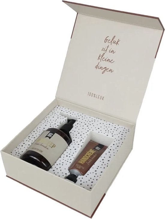 100% LEUK - Luxe Cadeaubox - Geluk zit in kleine dingen (Handzeep + handcreme) | bol.com