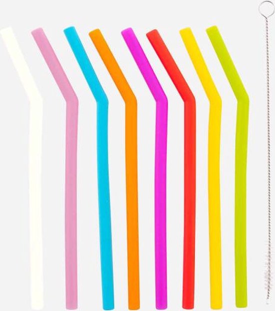 DOTZ - Set van 8 Siliconen rietjes gebogen | bol