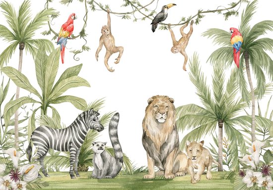 Fotobehang - Behang - Jungle Dieren - Into The Jungle - Vinylbehang ...
