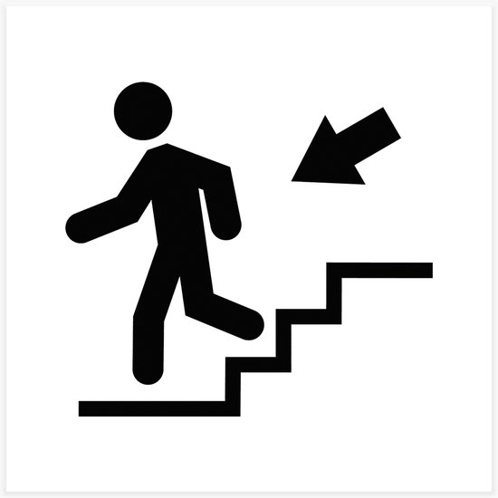 Pictogram/ bordje | Traphal - Trap naar beneden met pijl | 10 x 10 cm ...