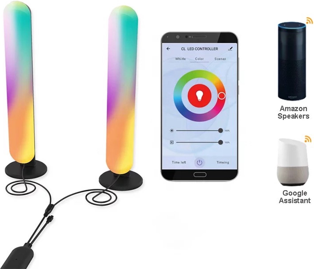 Lichtbalk - Tafellamp, RGB LED, Sfeerlamp met muziek synchronisatie ...