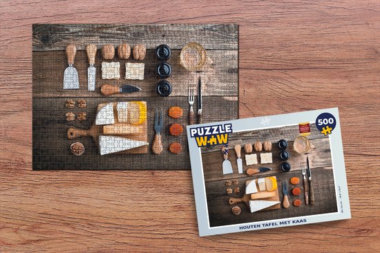 Puzzel Houten tafel met kaas - Legpuzzel - Puzzel 500 stukjes | bol