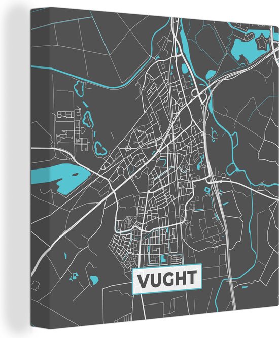 Canvas Schilderij Stadskaart - Plattegrond - Vught - Kaart - 90x90 cm ...