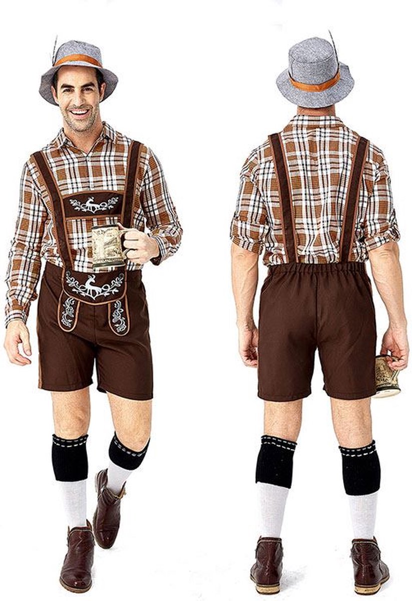 Veran Oktoberfest - Kostuum - Lederhosen - Blouse - Hemd - Geruit ...