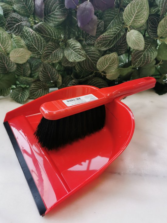 Vuilblik met borstel rood 20x29x3cm | bol
