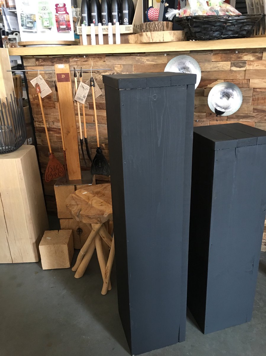 Zuil- ZWART- sokkel - pilaar hout- Hoogte 80 cm H x 22 cm B steigerhout ...