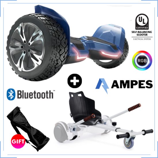 Gyroor G2 Hoverboard Blauw + Hoverkart Wit | bol