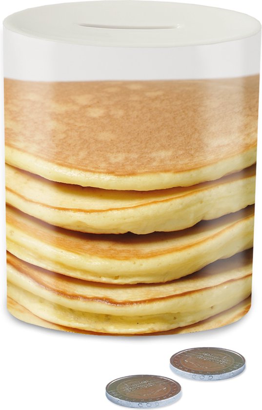 Spaarpot - Spaarblik - Een toren van pannenkoeken op een zeer bordje ...
