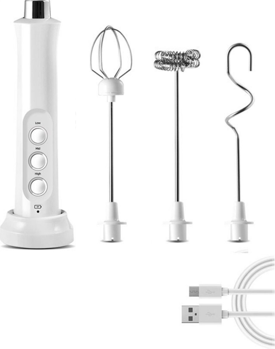 Amerce Elektrische Melkopschuimer Garde en Mixer - 3-in-1 - Draadloos - 3 Standen | bol.com