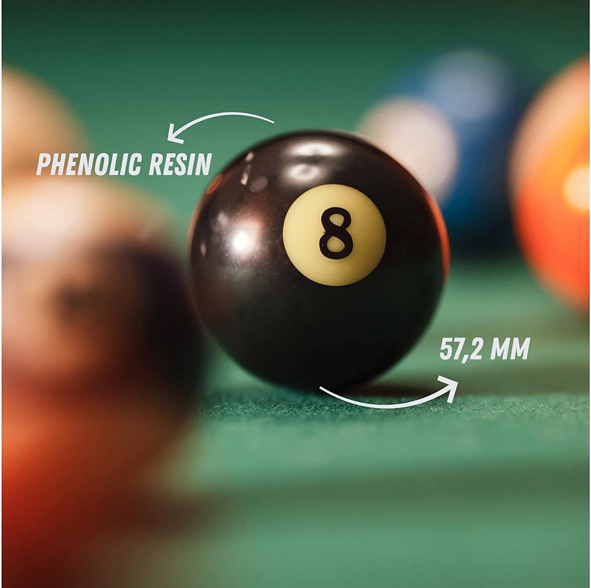 Happygetfit - Black Ball Nummer 8 voor Biljart | 57.2 (Zwart) | bol.com