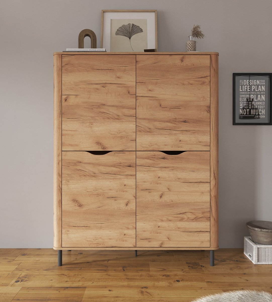 Meubella - Kast Sann - Eiken - 113 cm | bol.com