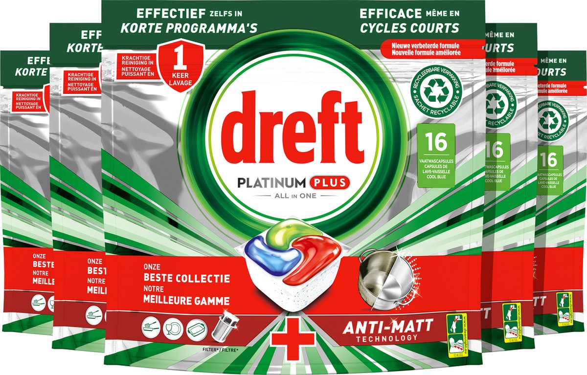 Dreft Platinum Plus All In One - Vaatwastabletten - Voordeelverpakking ...