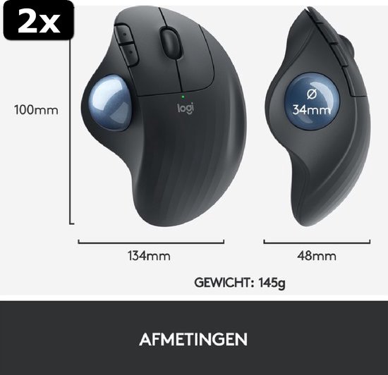 2x Logitech M575 ERGO Draadloze Trackball Muis - Graphite | bol