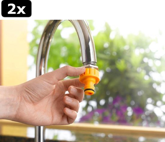2x Hozelock Kraanstuk ¬æ met verloopring naar 22 mm binnendraad voor ...